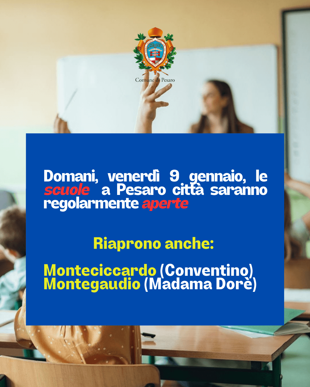 VeraTV.it | Pesaro - Neve, riaprono anche le scuole di Monteciccardo e ...